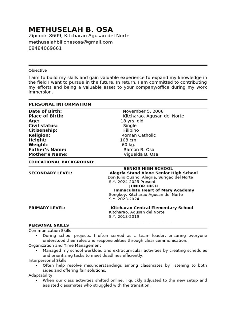 New Resume Immersion (Osa) | PDF