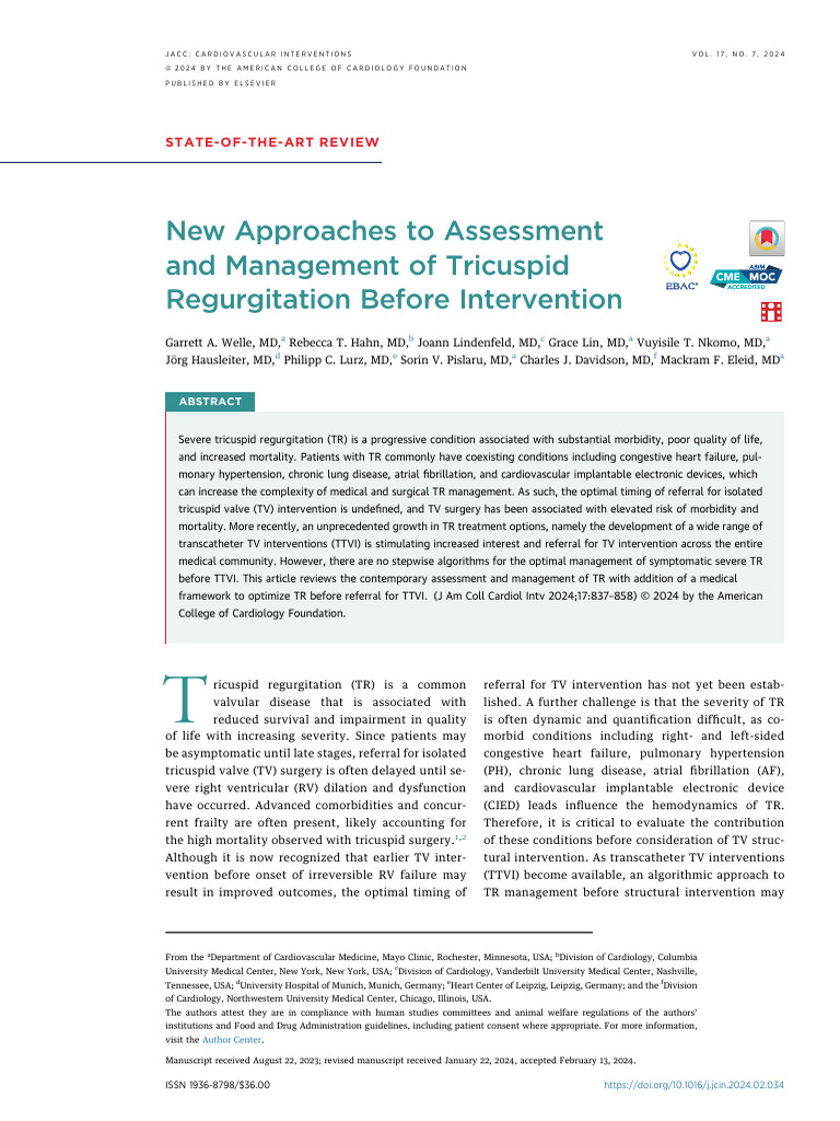 Eleid Et Al 2024 New Approaches to Assessment and Management of ...