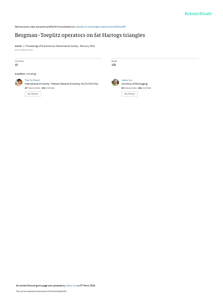 Bergman Toeplitz Operators On Fat Hartogs Triangle Pdf Theorem Mathematics