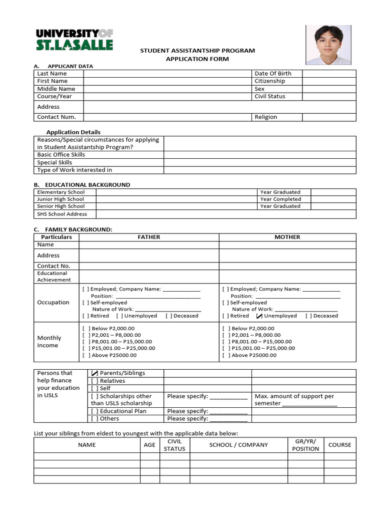 Student Assistantship Application | PDF