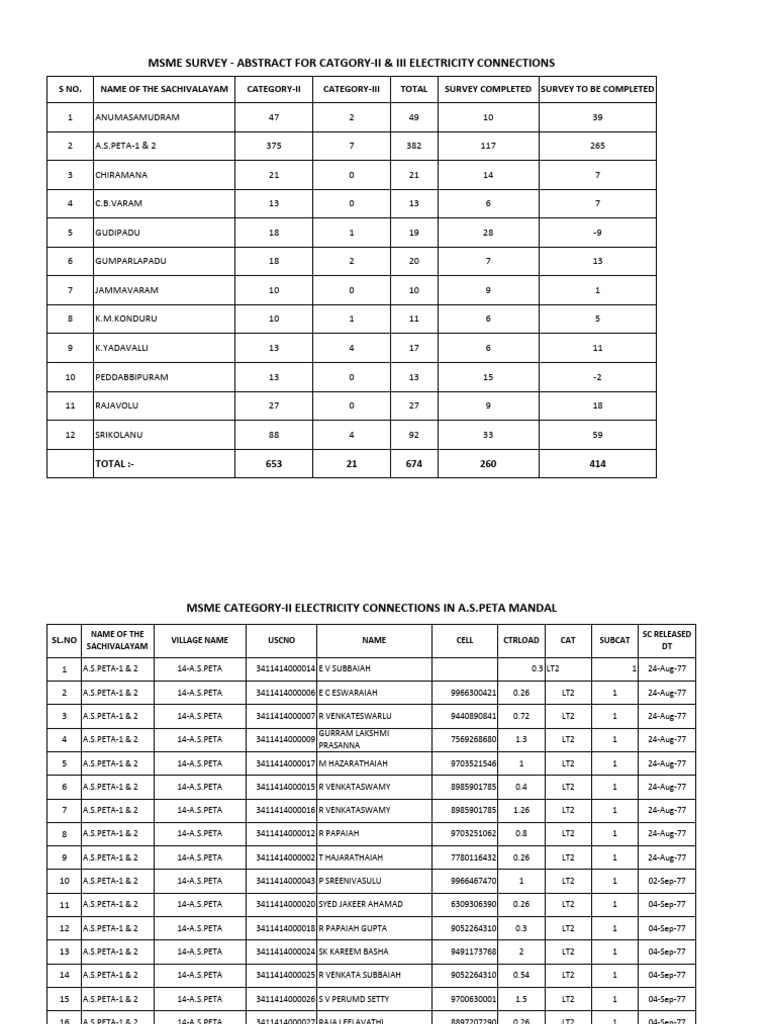 MSME SURVEY BENEFICIARY WISE DETAILS | PDF