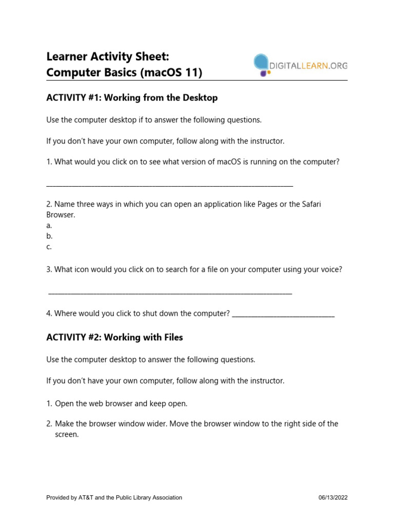 Learner Activity Sheet Computer Basics macOS | PDF | Software | Operating System Families