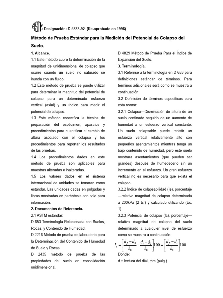 ASTM D 5333 (Spanish) | PDF | Agua | Deformación (ingeniería)