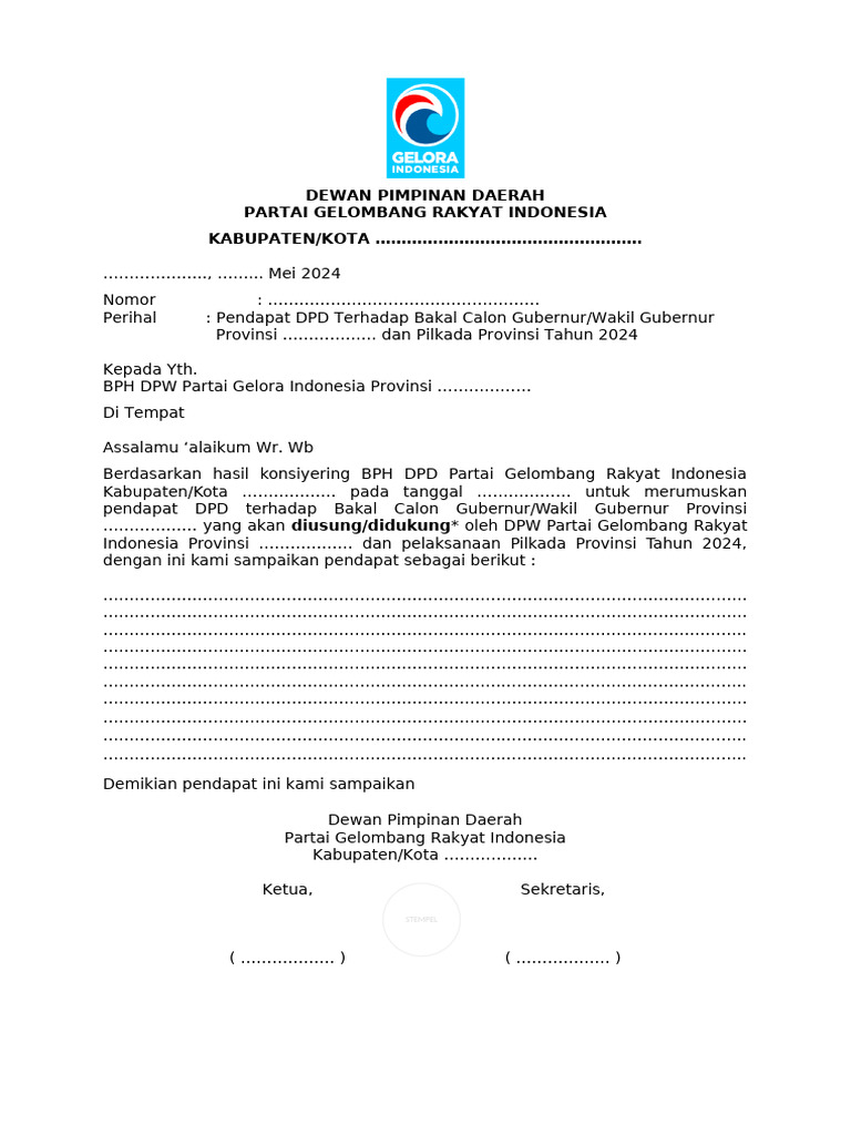 Surat Pendapat DPD | PDF