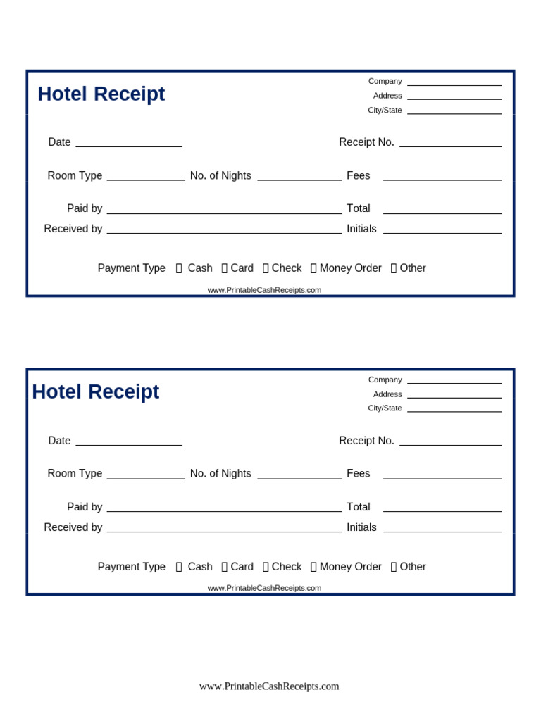 Hotel Room Receipt | PDF