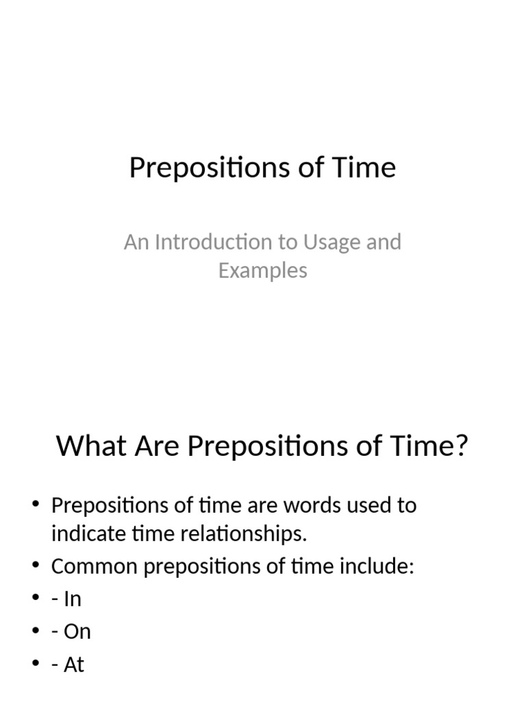 Understanding Prepositions of Time | PDF