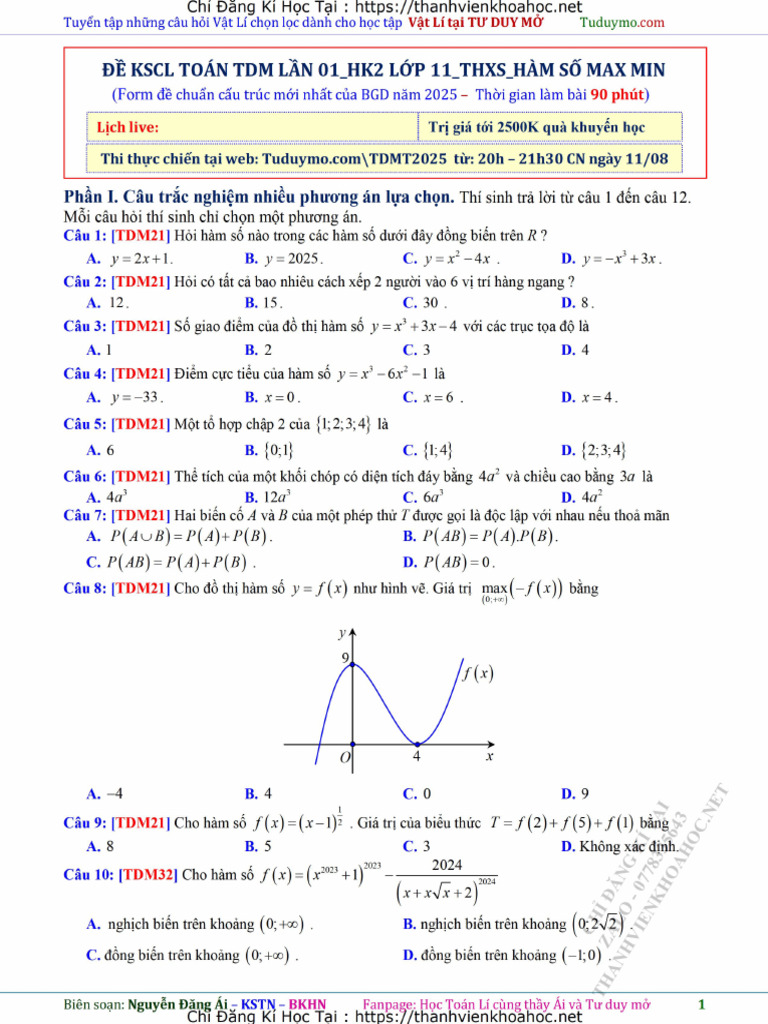 De Tdmt01 Hk211 Thxs Ham So Max Min Form Chuan BGD 2025 PDF | PDF