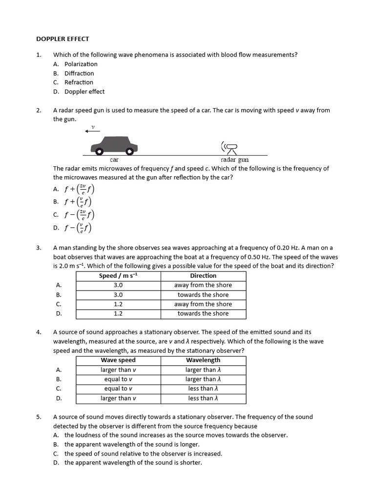 Doppler Effect Exercise - P1&2 | PDF | Doppler Effect | Waves