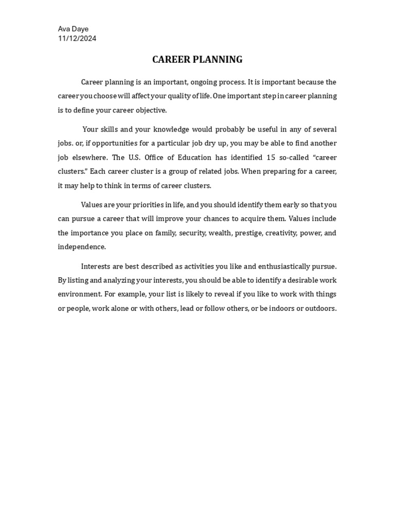 Career Planning | PDF