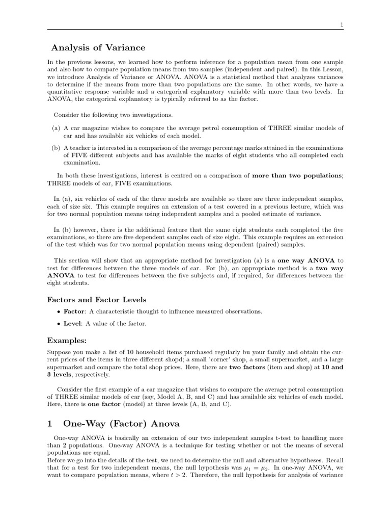 SBC 3305 Anova | PDF | Analysis Of Variance | Variance