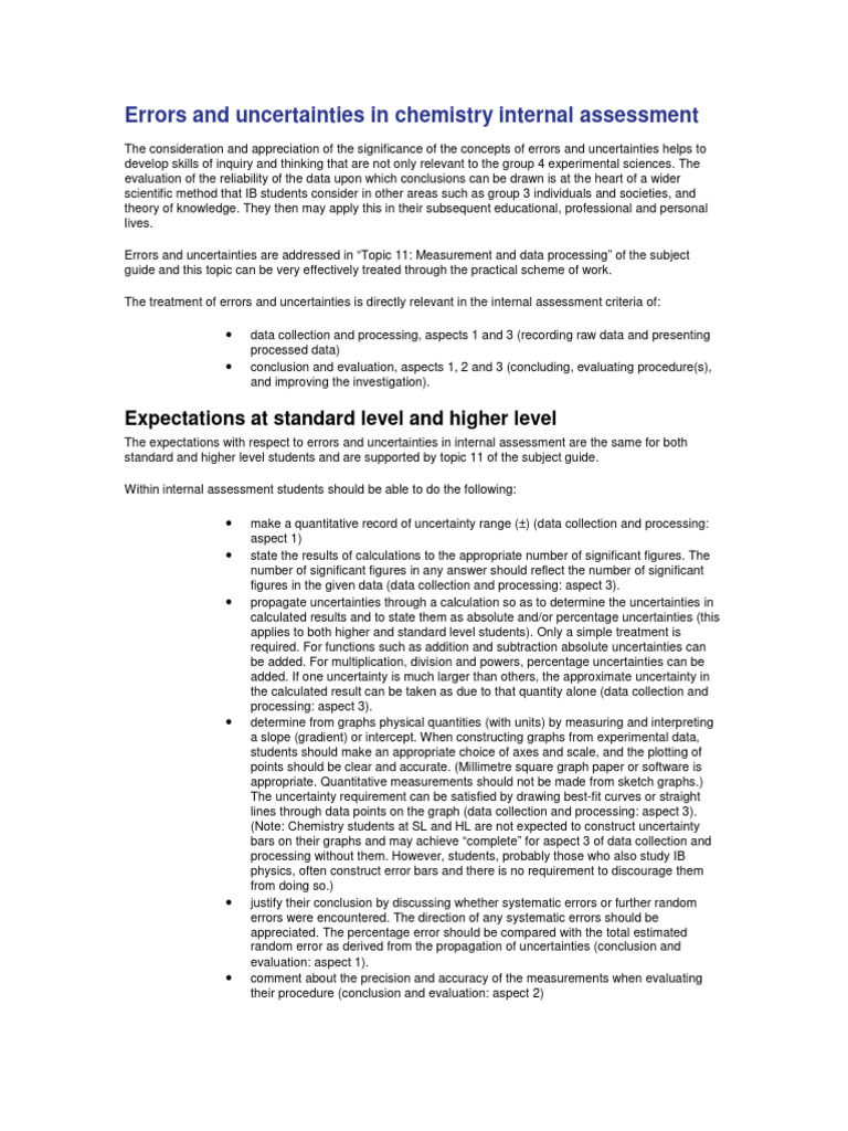 Errors and Uncertainty in IB Chem | PDF | Observational Error | Melting Point