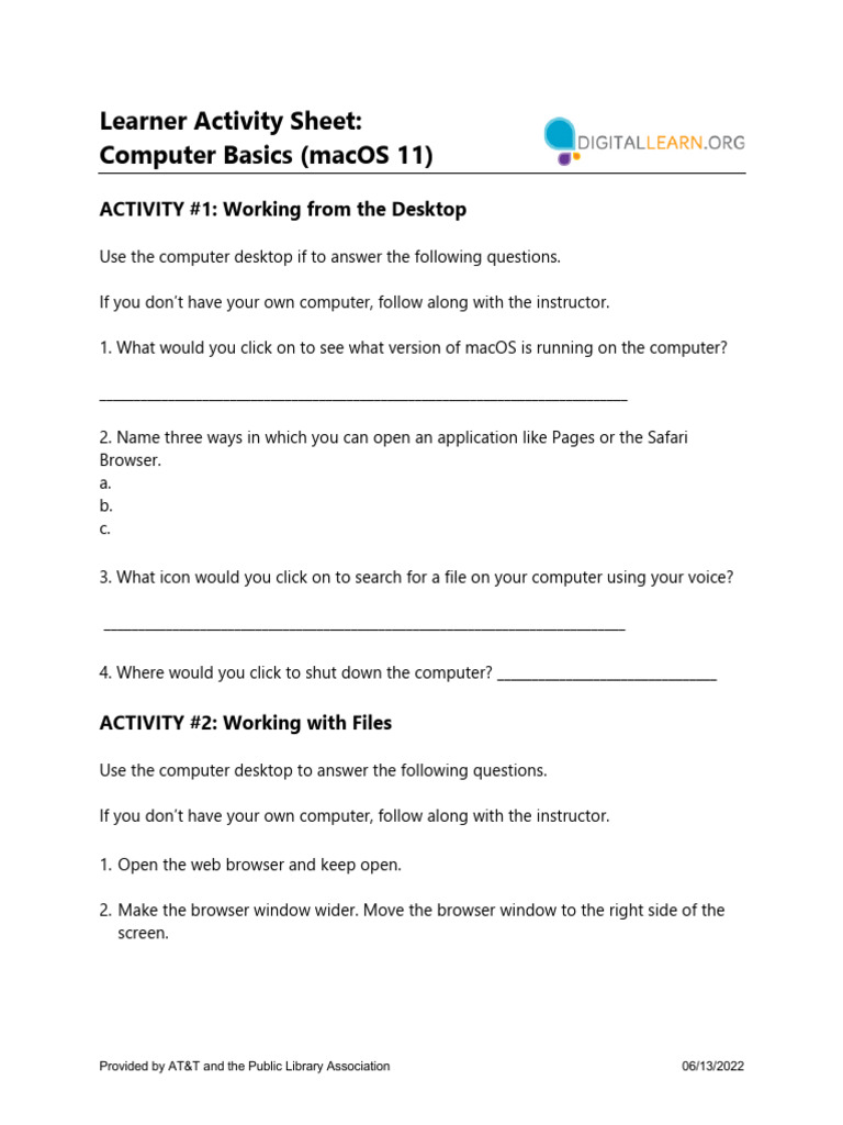 Learner Activity Sheet Computer Basics macOS | PDF | Software | Operating System Families