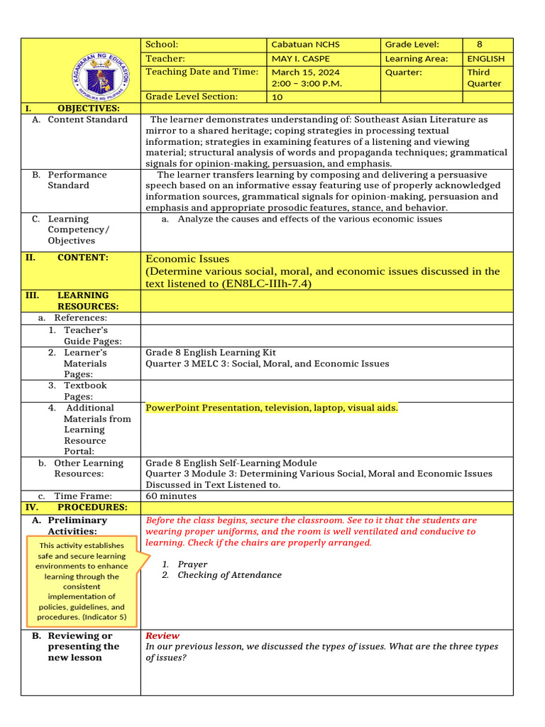 COT-1-SY2023-2024-Q3-M3 Issues | PDF | Learning | Auction