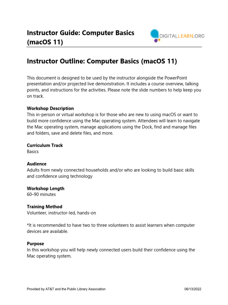 Instuctor Guide Computer Basics macOS | PDF | Window (Computing) | Icon ...