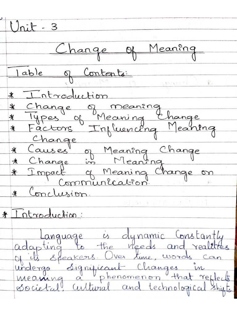 Change of Meaning Essay | PDF