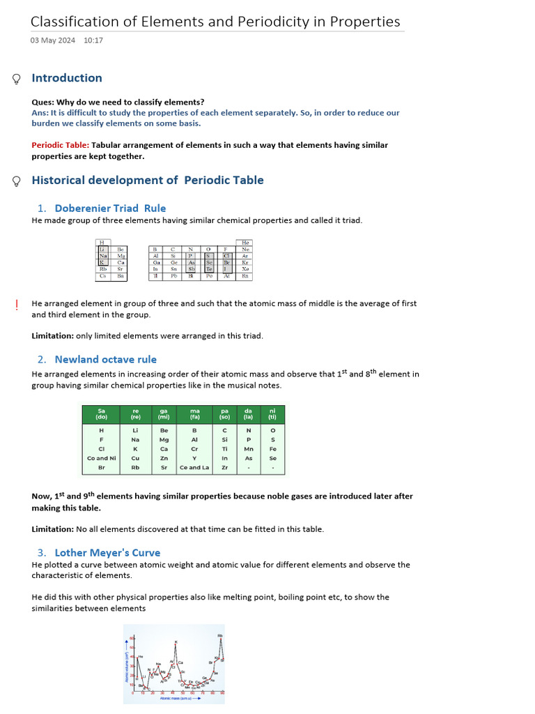 Classification of Elements and Its Periodicity | PDF | Periodic Table | Ion