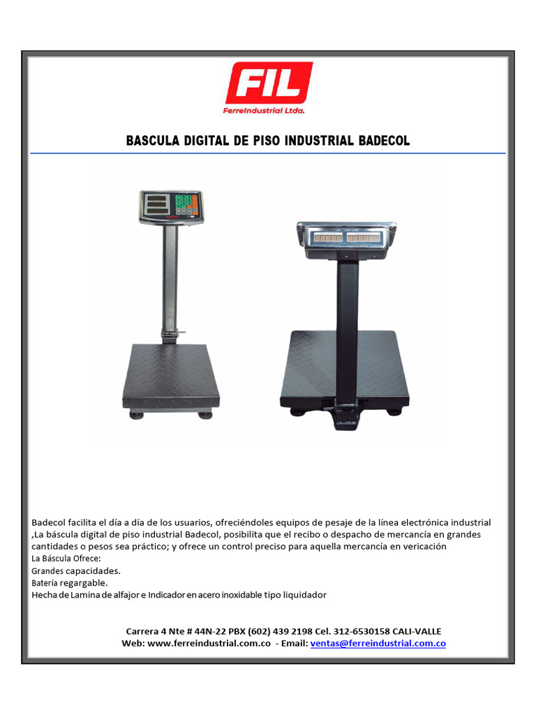 Bascula Digital de Piso Industrial Badecol | PDF