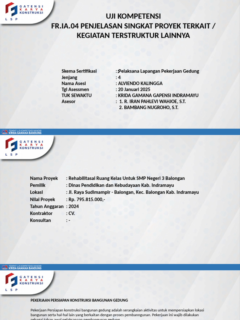 DIT Pelaksana Lapangan Pekerjaan Gedung -J4 | PDF