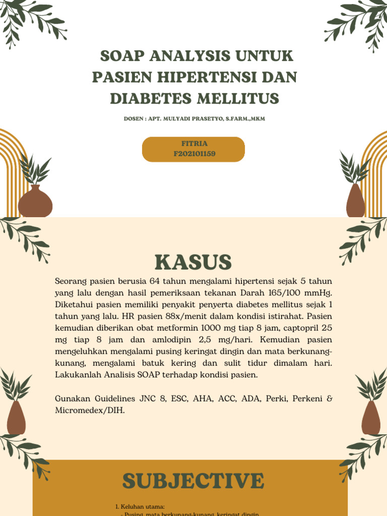 Analisis SOAP Pasien Hipertensi DM | PDF