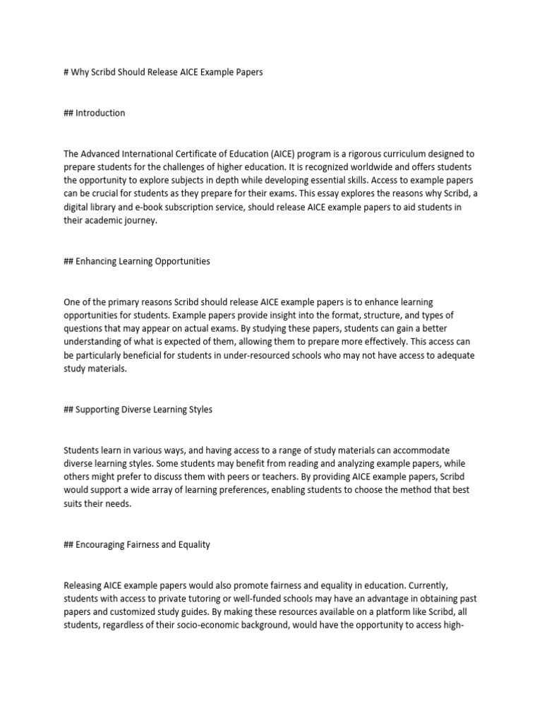 Why Scribd Should Release AICE Example Paper3 | PDF | Academic Integrity | Learning Styles