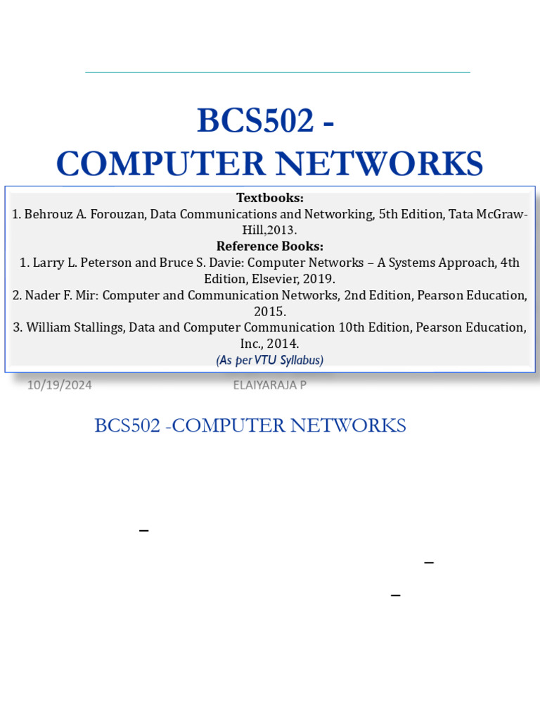 Module-1 CN (BCS502) Introduction - Physical Layer | PDF | Internet Protocols | Internet ...