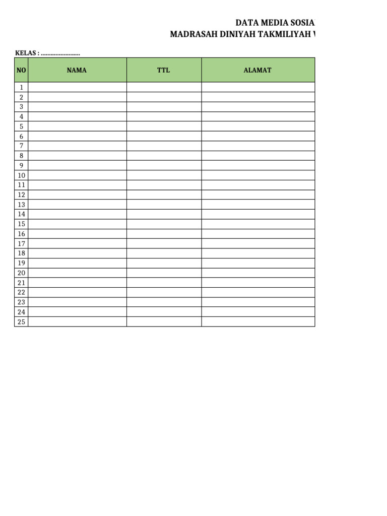 Data Medsos Santri | PDF