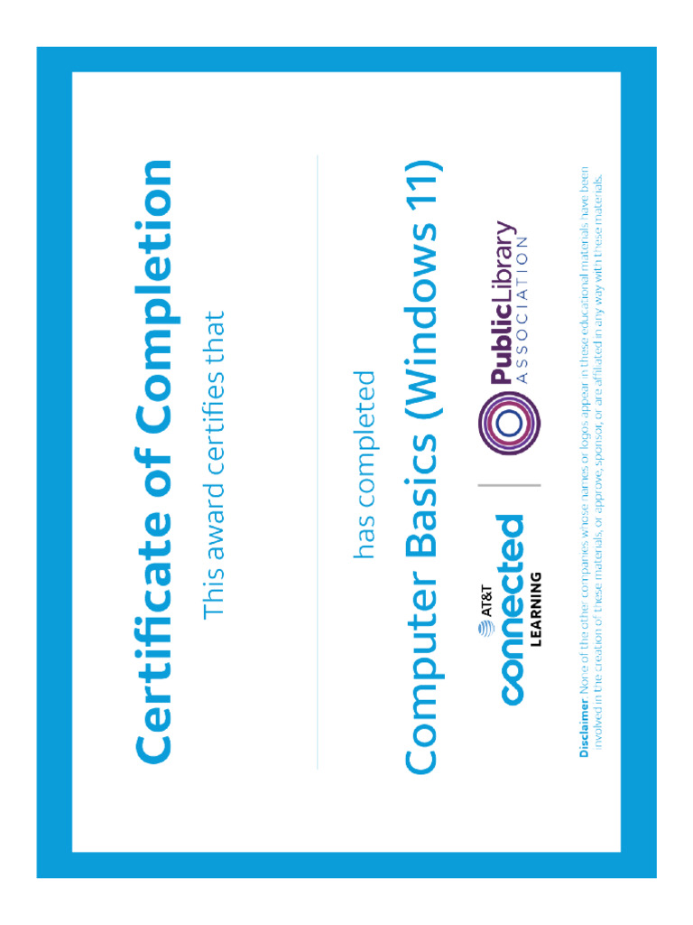 Certificate-Computer Basics Windows 11 | PDF