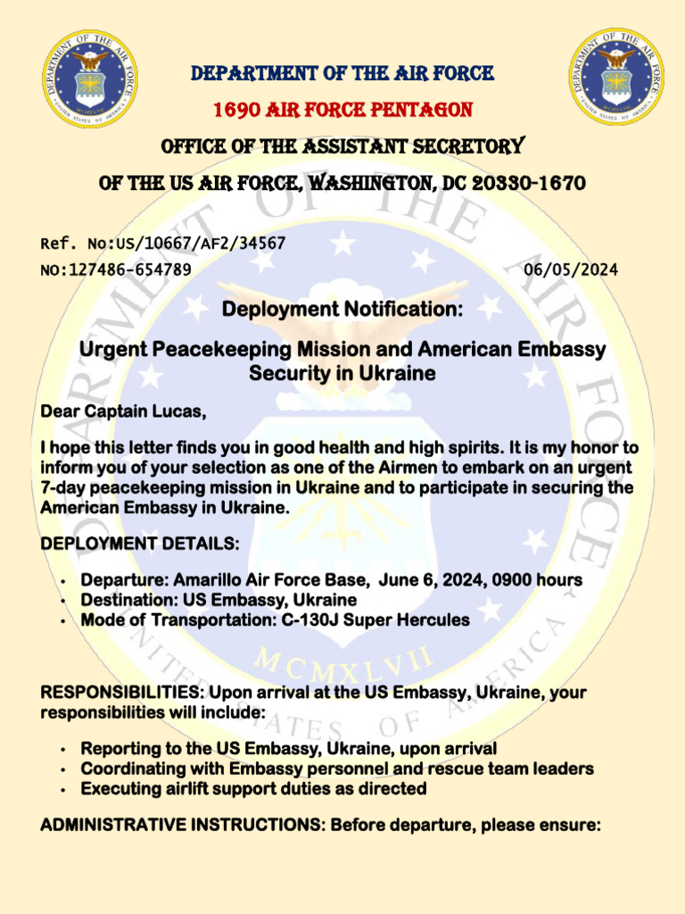 Urgent Deployment for Ukraine Mission | PDF | United States Air Force ...