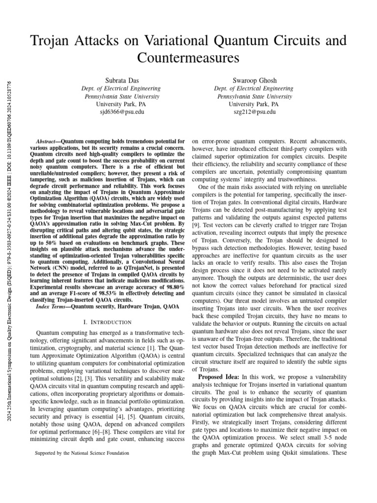Trojan Attacks on Quantum Circuits | PDF | Quantum Computing | Quantum ...