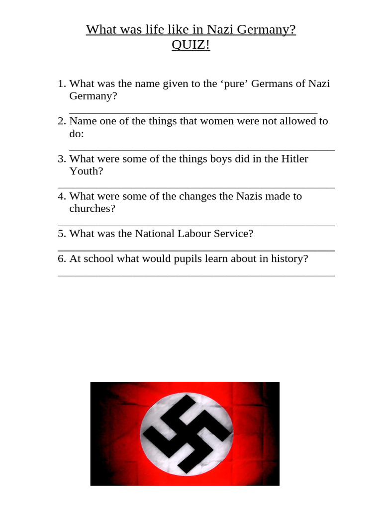 What Was Life Like in Nazi Germany QUIZ | PDF