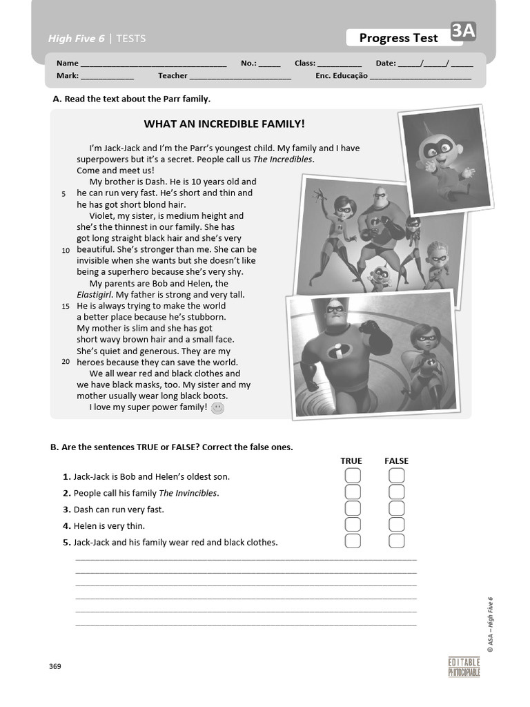 HF6 - Assessment - Progress Test - 3A | PDF