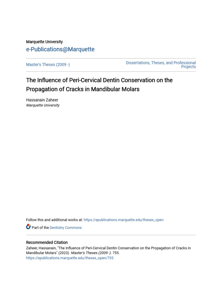 The Influence Of Peri Cervical Dentin Conservation On The Propagation Of Cracks In Mandibular