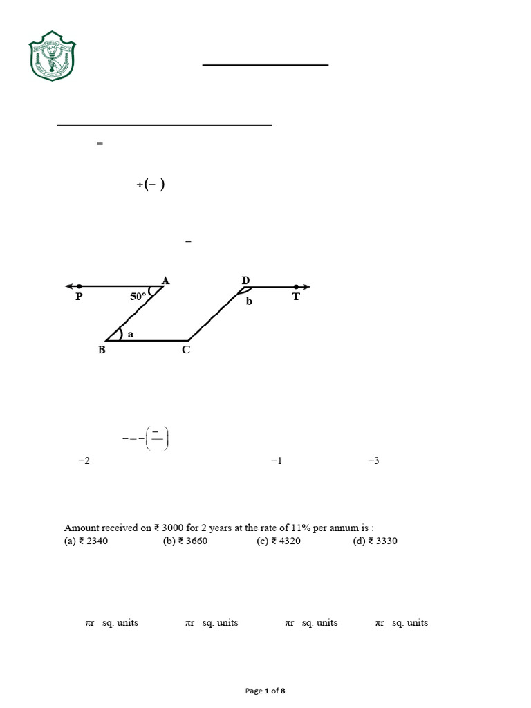 Class-7 Mathematics Annual 2024-25 Revision Worksheet (1) | PDF | Numbers | Tetrahedron