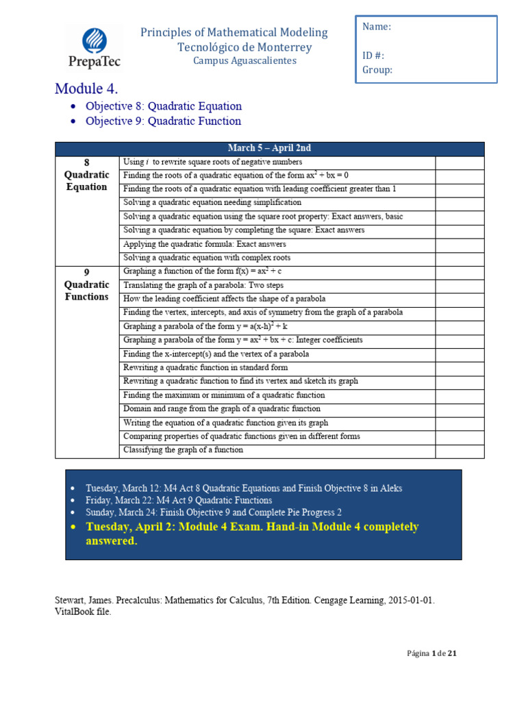 Module 4 PMM 2024 | PDF | Quadratic Equation | Area