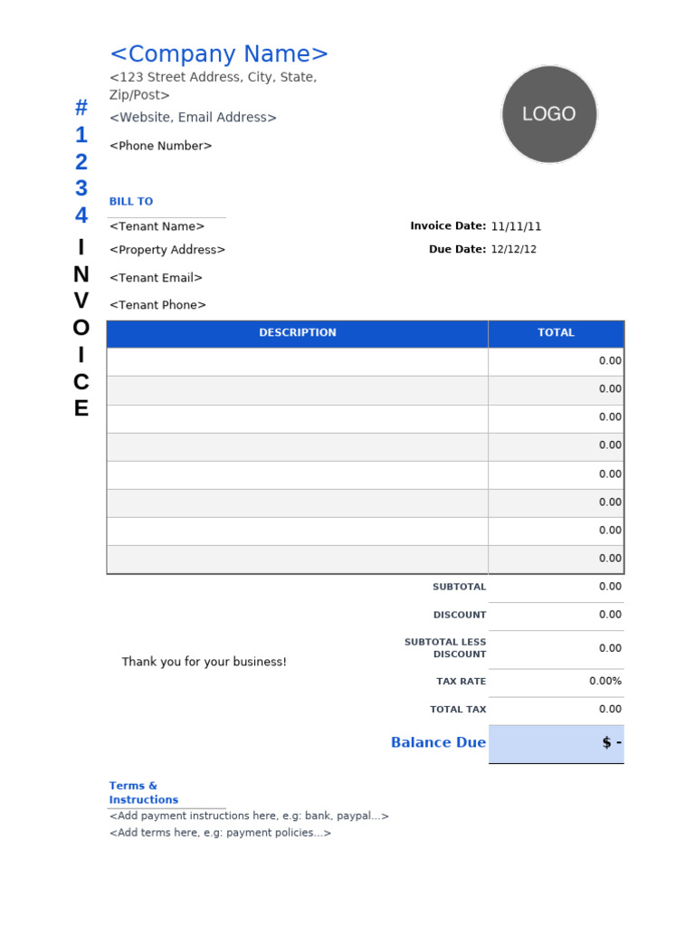 Invoice Template for Property Management | PDF