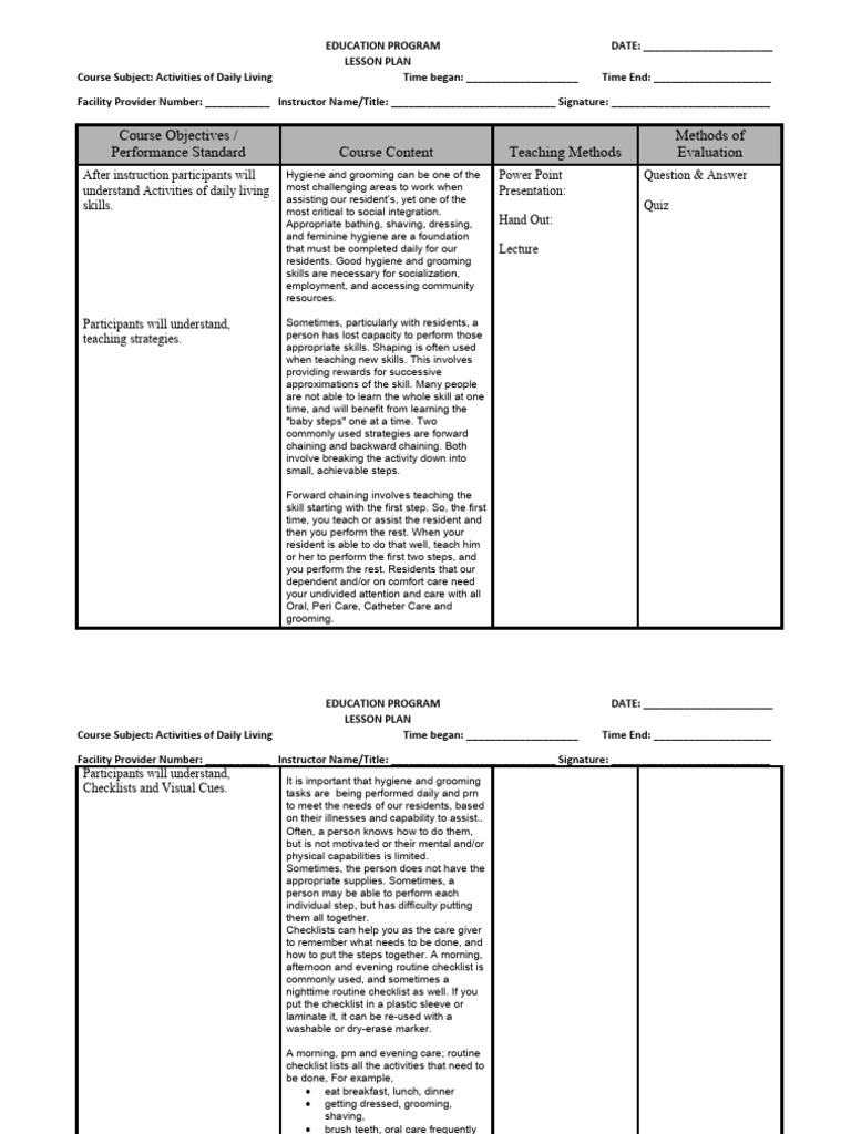 Accident Prevention Safety & Falls Lesson Plan 1.PDF | PDF | Lesson ...