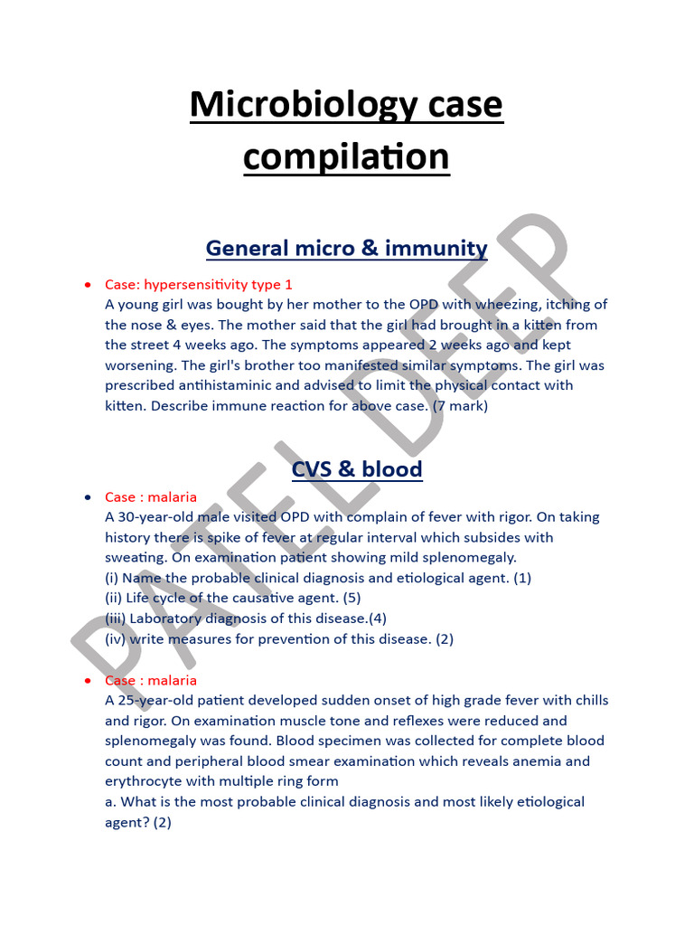 Microbiology Case Compilation | PDF | Infection | Diarrhea