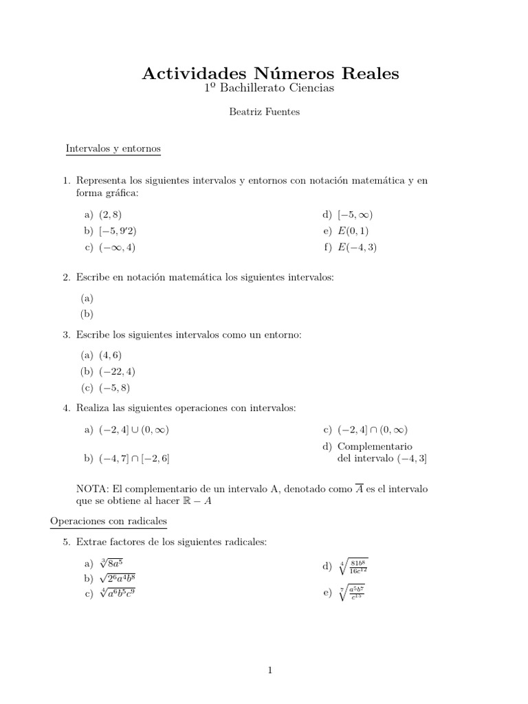 Actividades Números Reales | PDF | Matemáticas | Números