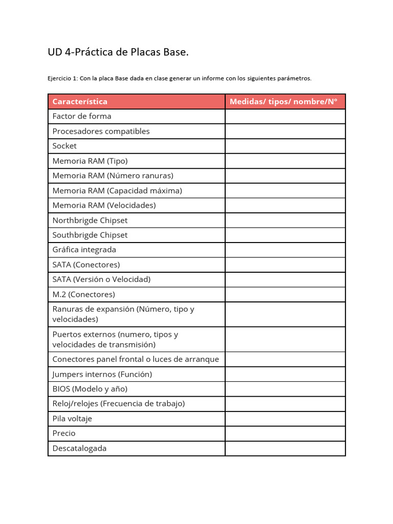 Practica UD-4 Placas Base | PDF
