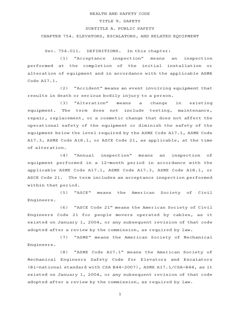 HS.754 | PDF | Elevator | Regulatory Compliance