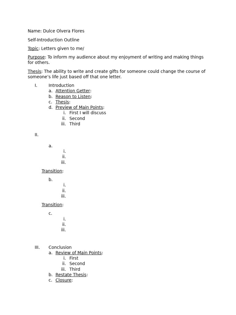 Blank Outline Shell | PDF