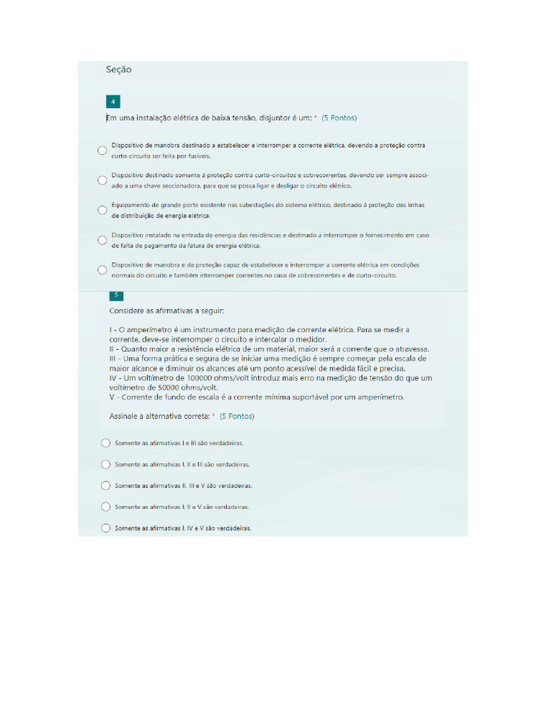 Prova tecnica eletricista | PDF