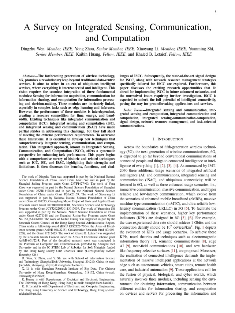 A Survey On Integrated Sensing Communication And Computation Pdf Computer Network