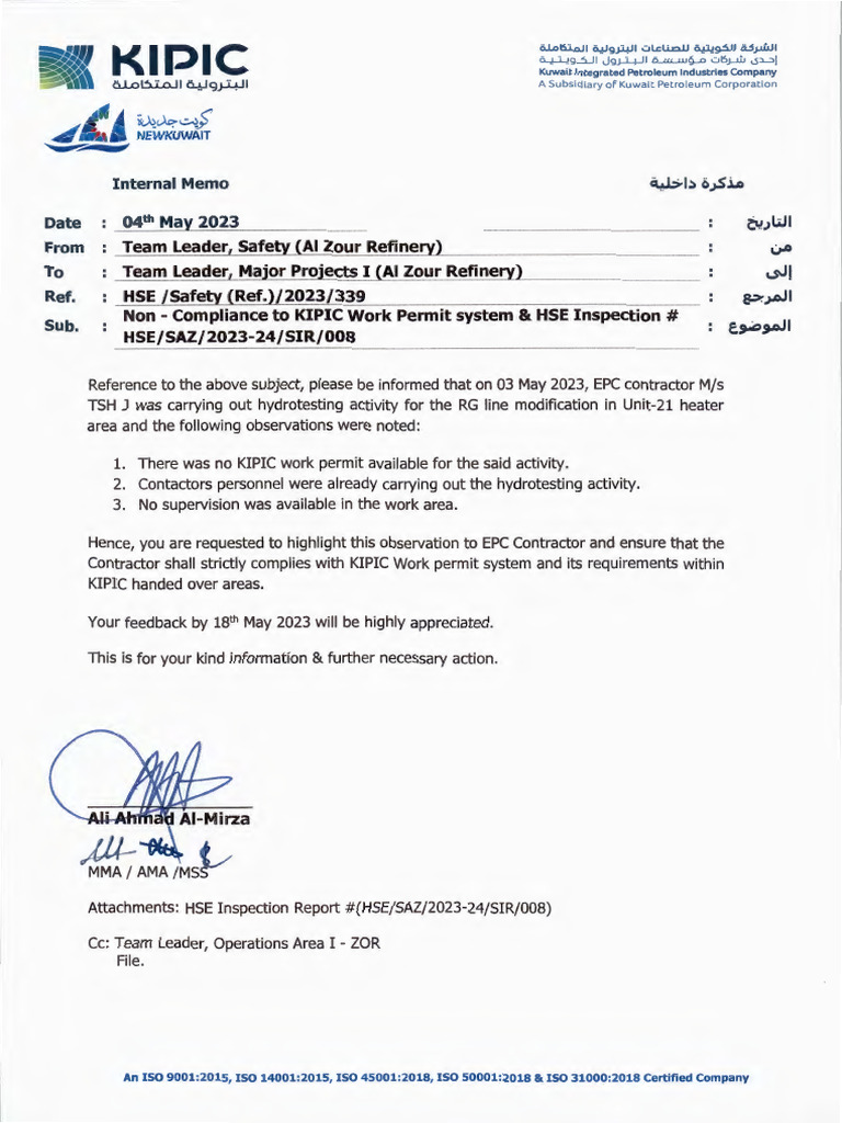 KIPIC HSE Non-Compliance Report 2023 | PDF | Petroleum