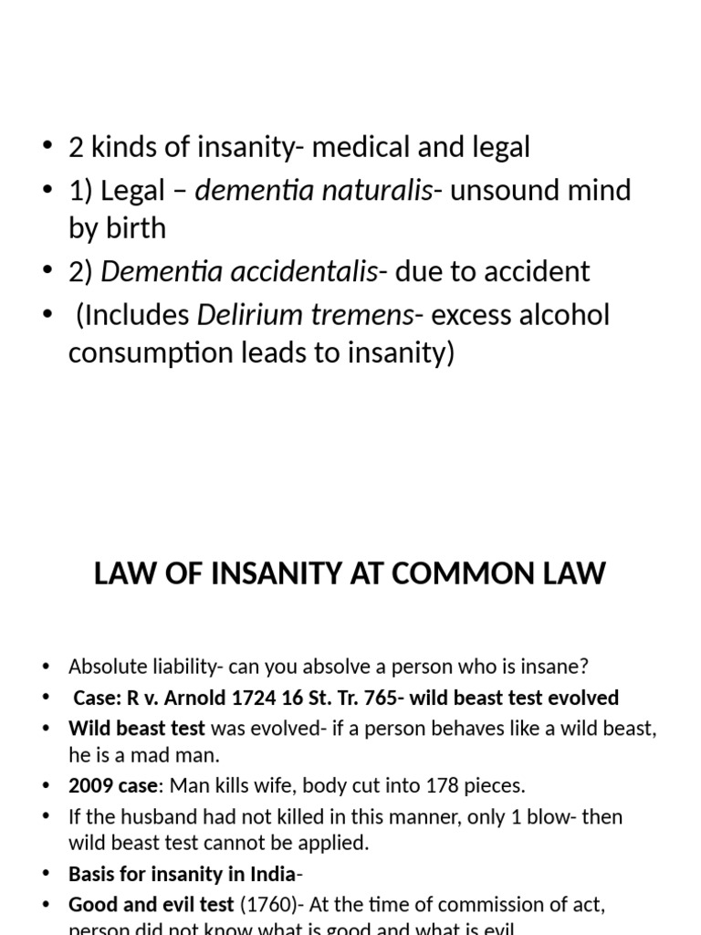 Understanding Insanity in Law and Medicine | PDF | Insanity Defense ...