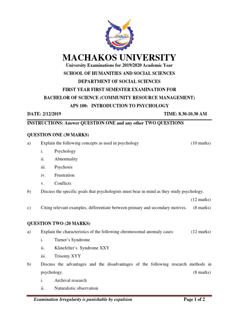 Aps 100 Introduction To Psychology | PDF | Psychology | Neuroscience