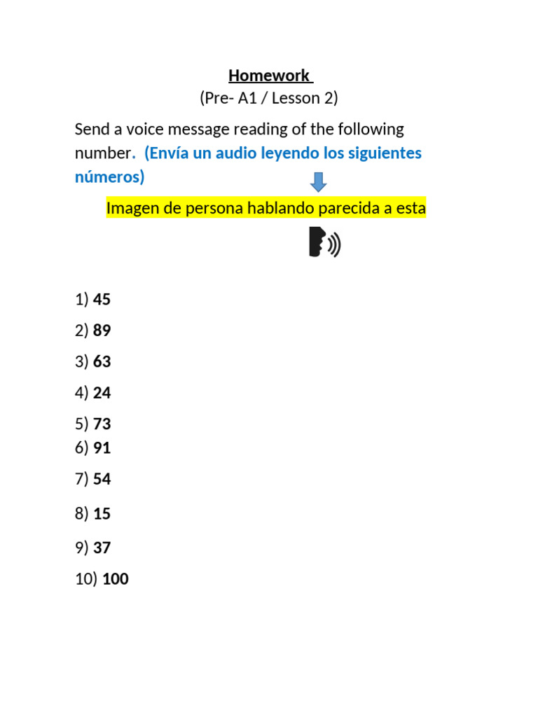 Homework Pre-A1 Lesson 2 | PDF