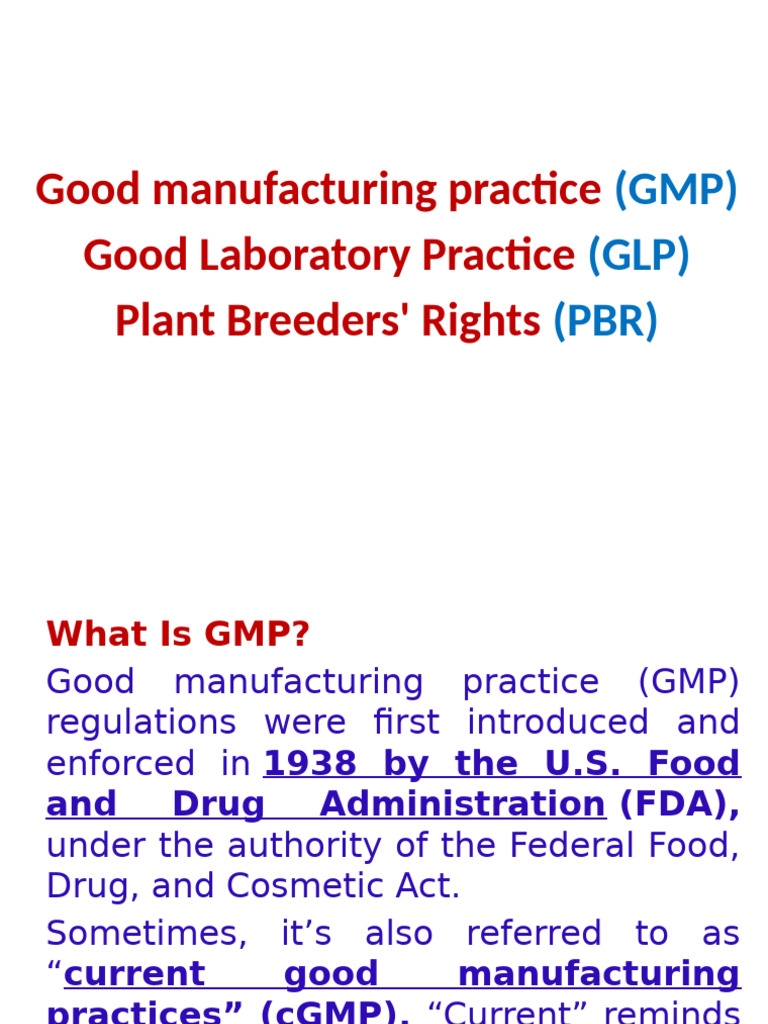 GMP and GLP | PDF