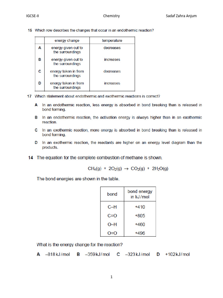 1 Chemical Energetics | PDF