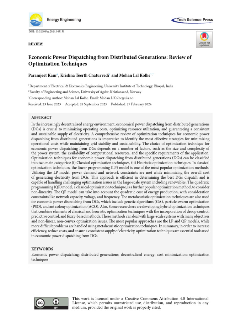 2024 (Energy Engineering) .Economic Power Dispatching From Distributed Generation Review of ...